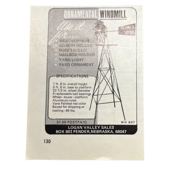 Art | Vintage Print Ad Ornamental Windmill 197 Logan Valley Sales ...